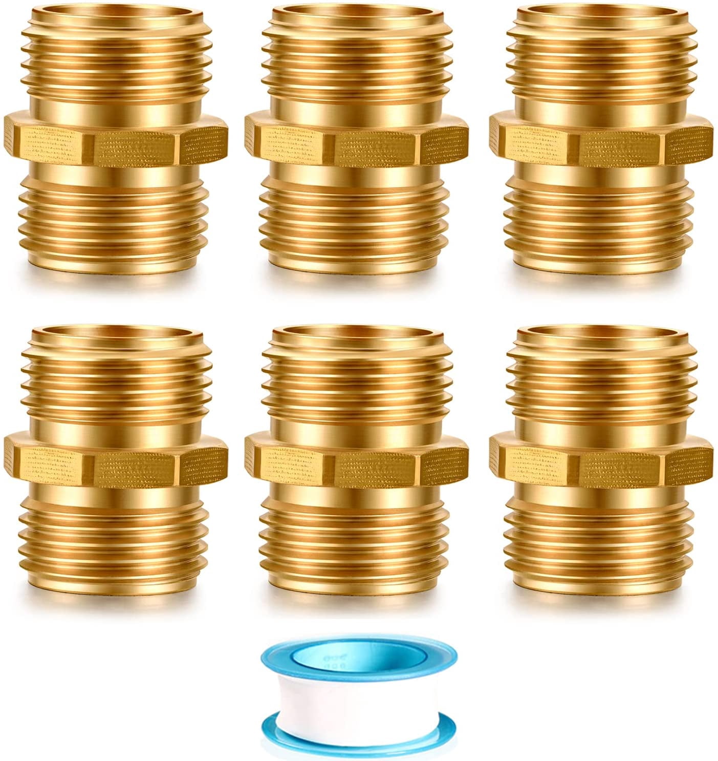 POWSDC-Garden Hose Fittings Connectors Adapter Solid Brass Repair ...