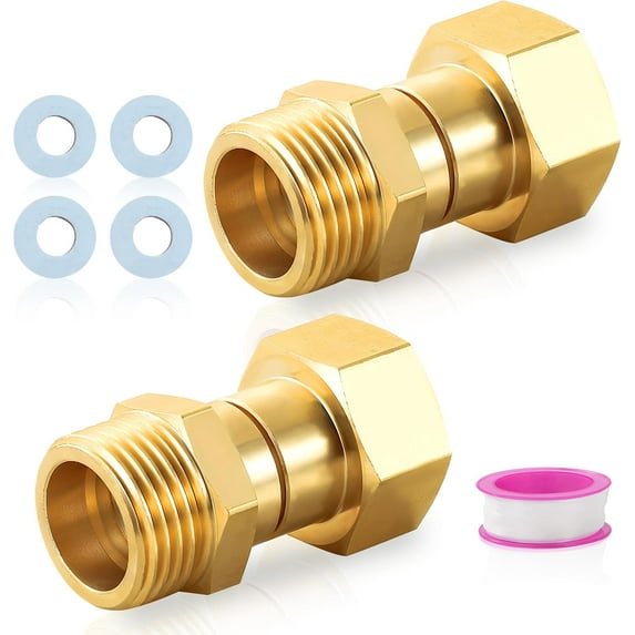 POWSDC-Garden Hose Swivel Connector, 3/4" GHT Brass Hose Fittings, 360 ...