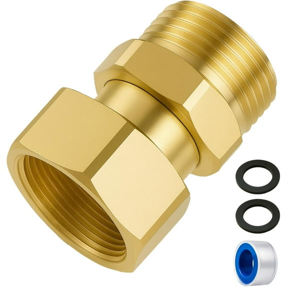 POWSDC-Garden Hose Swivel Connector, 3/4" GHT Brass Swivel Hose ...