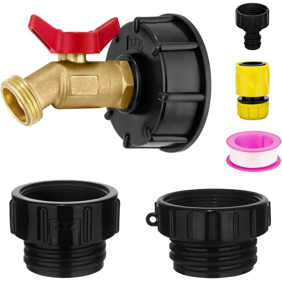 POWSDC-IBC Tote Garden Hose Adapter 275-330 Gallon IBC Tote Tank ...
