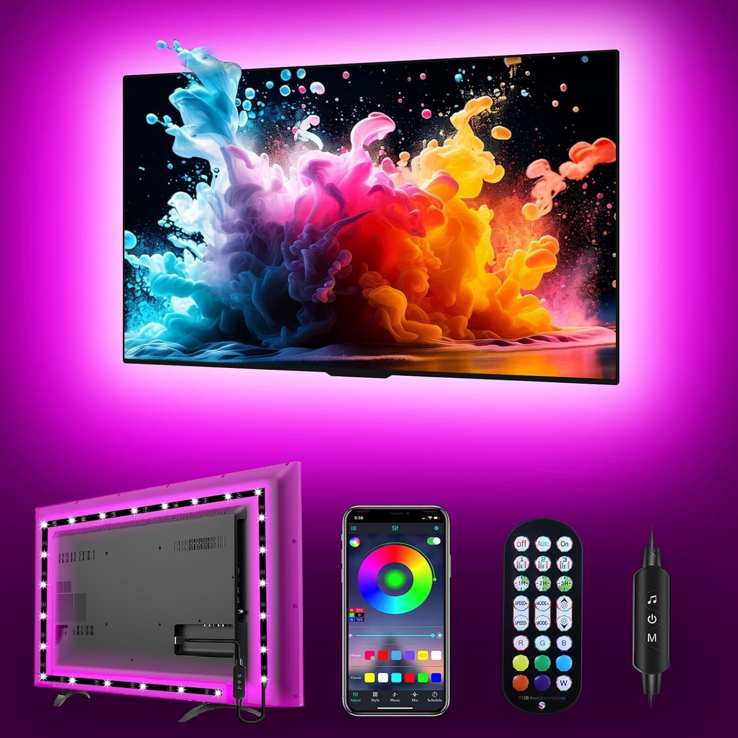 POWSDC-LED Lights for TV Led Backlight, 16.4ft LED TV Backlights for 45 ...