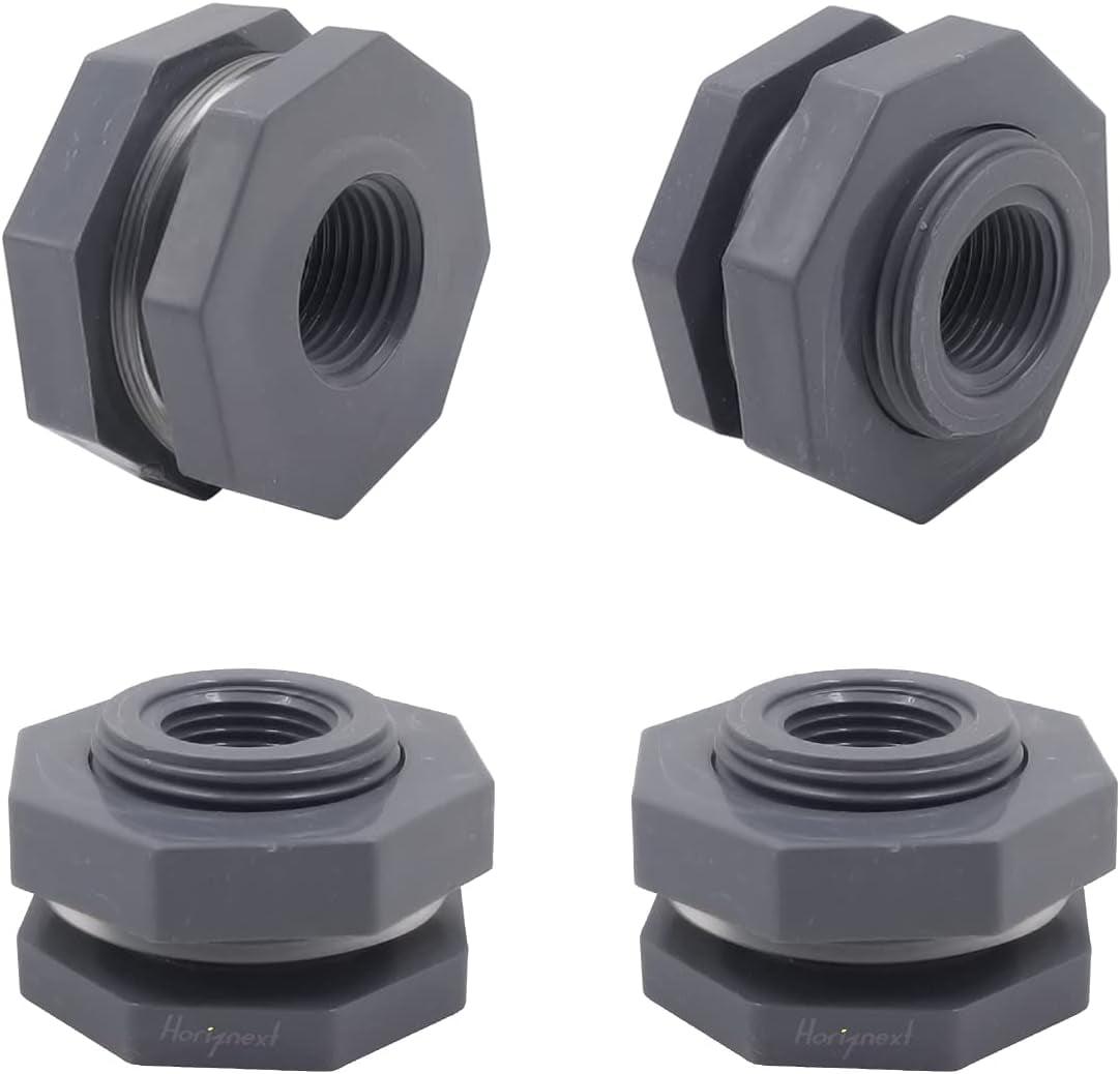 POWSDC-NPT1/2 PVC Bulkhead Fitting, Plastic Pipe Connector for rain ...