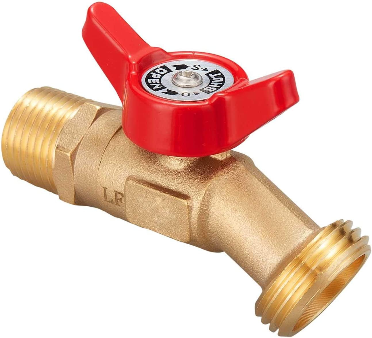 POWSDC-Premiunm Brass Hose 90 Degree Elbow Stop Valve Hose Bibb Boiler ...