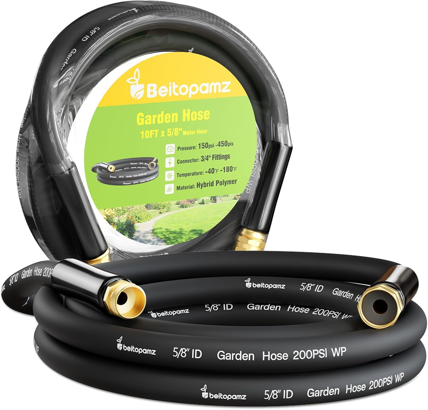 POWSDC-Short Garden Hose 10 ft x 5/8 in Male to Female Heavy Duty Small ...
