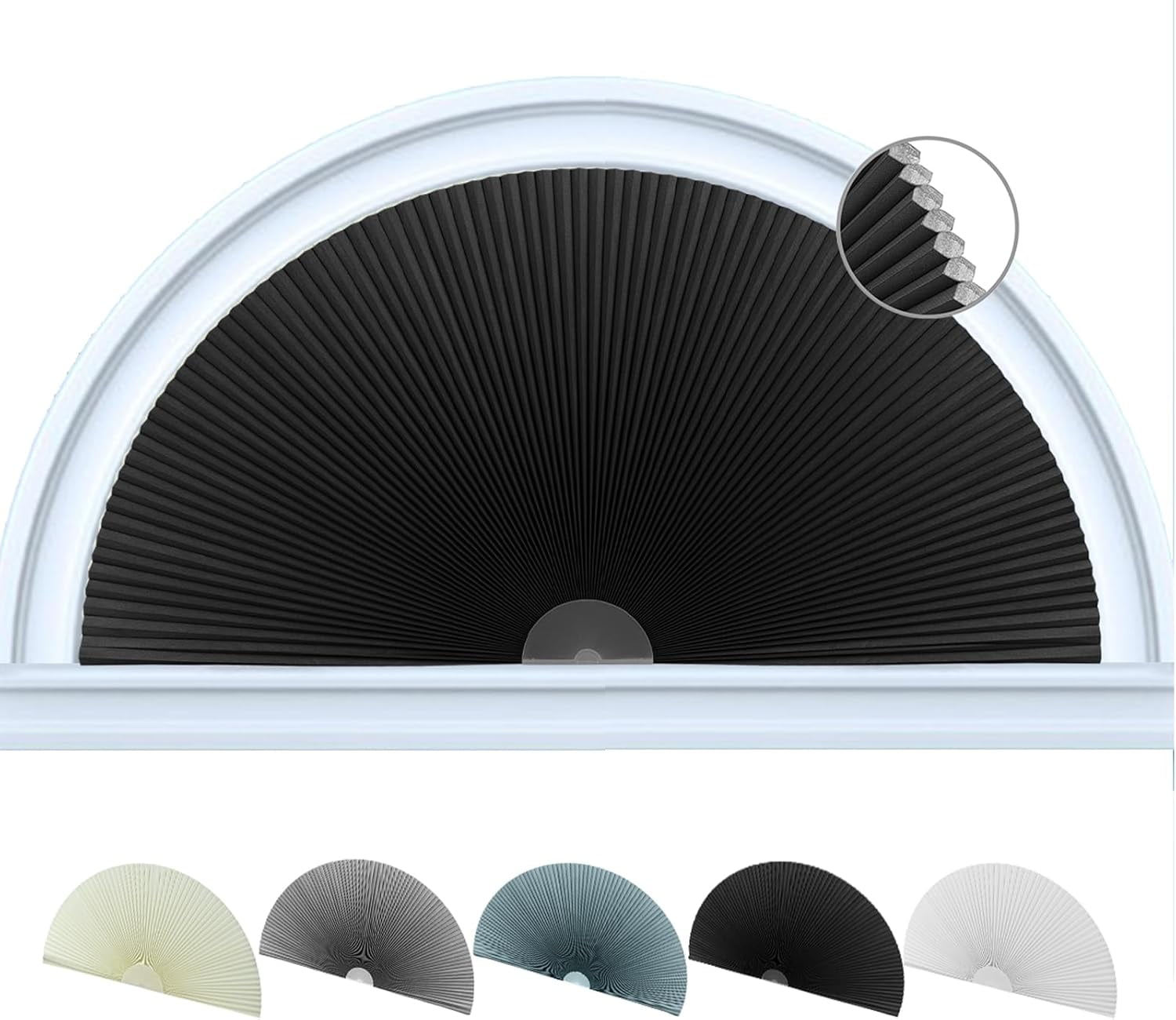 POWSDC-Small Arch Window Shade Blackout Half Circle Moon Pleated No ...