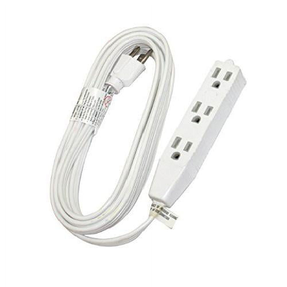 POWTECH Heavy Duty 3 Outlet Grounded Indoor Home Office Extention Cord ...