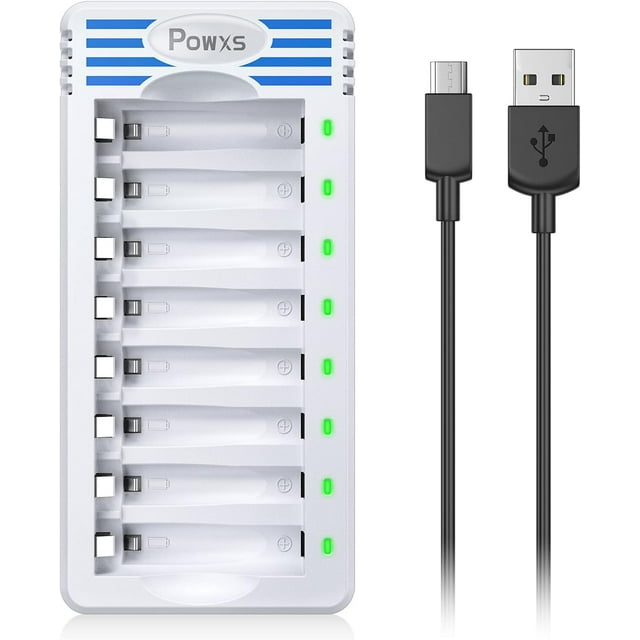 POWXS 8 Bay AA AAA Batteries Charger, Independent and Fast Battery ...