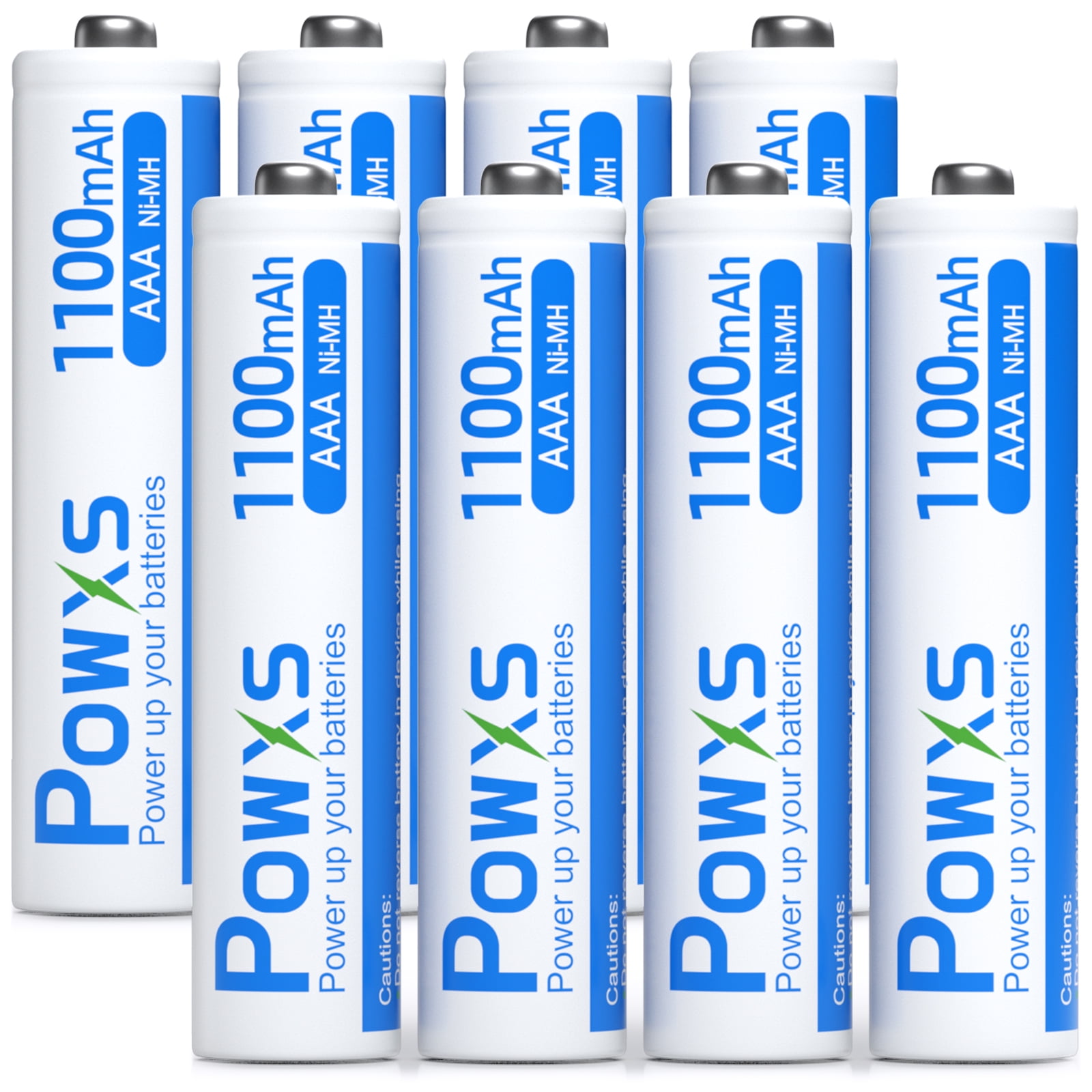 POWXS AAA Rechargeable Batteries (8 Pack), 1100mAh Long Lasting Pre ...