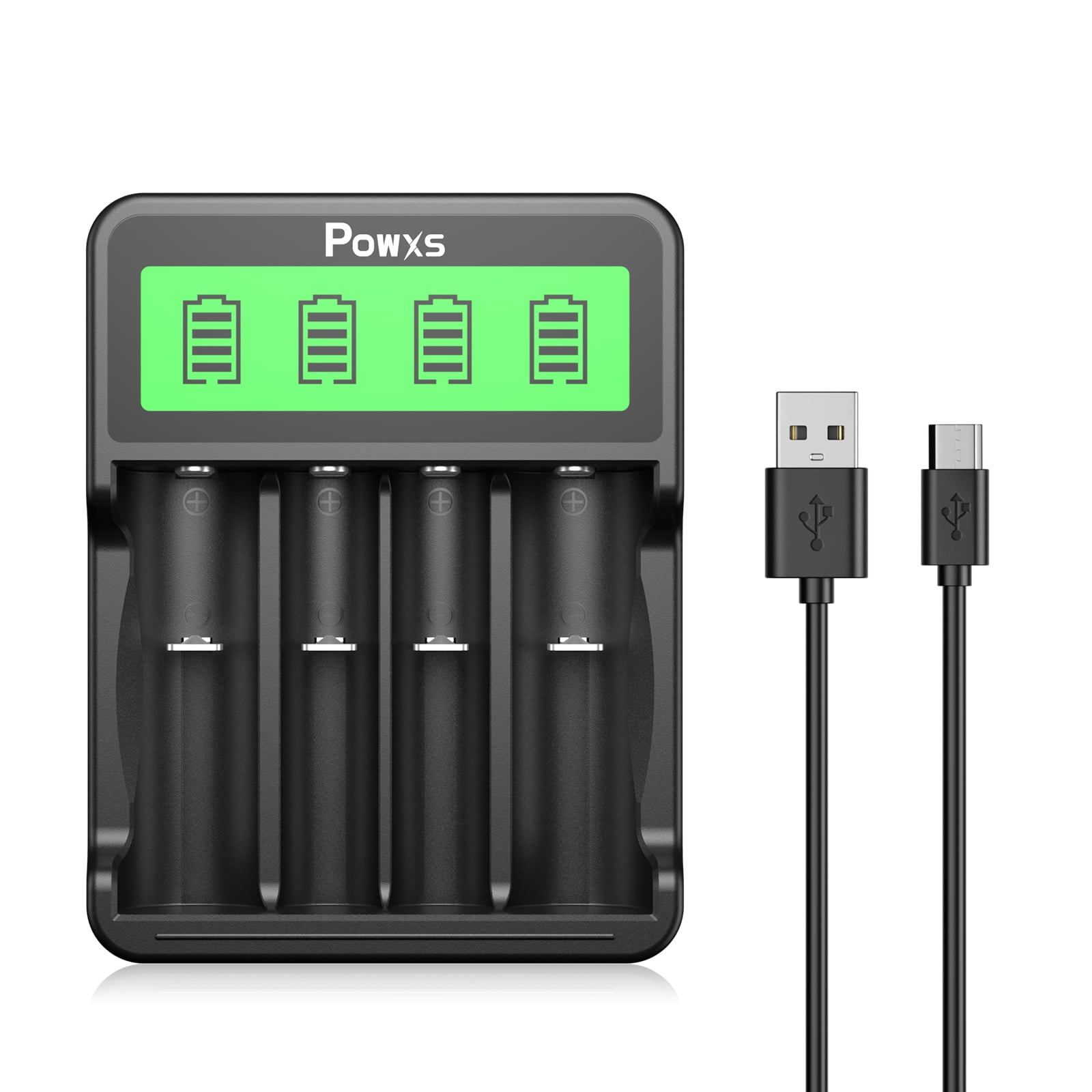 POWXS Universal 4 Solt Lithium Battery Charger for 3.7V Li-ion26650 ...