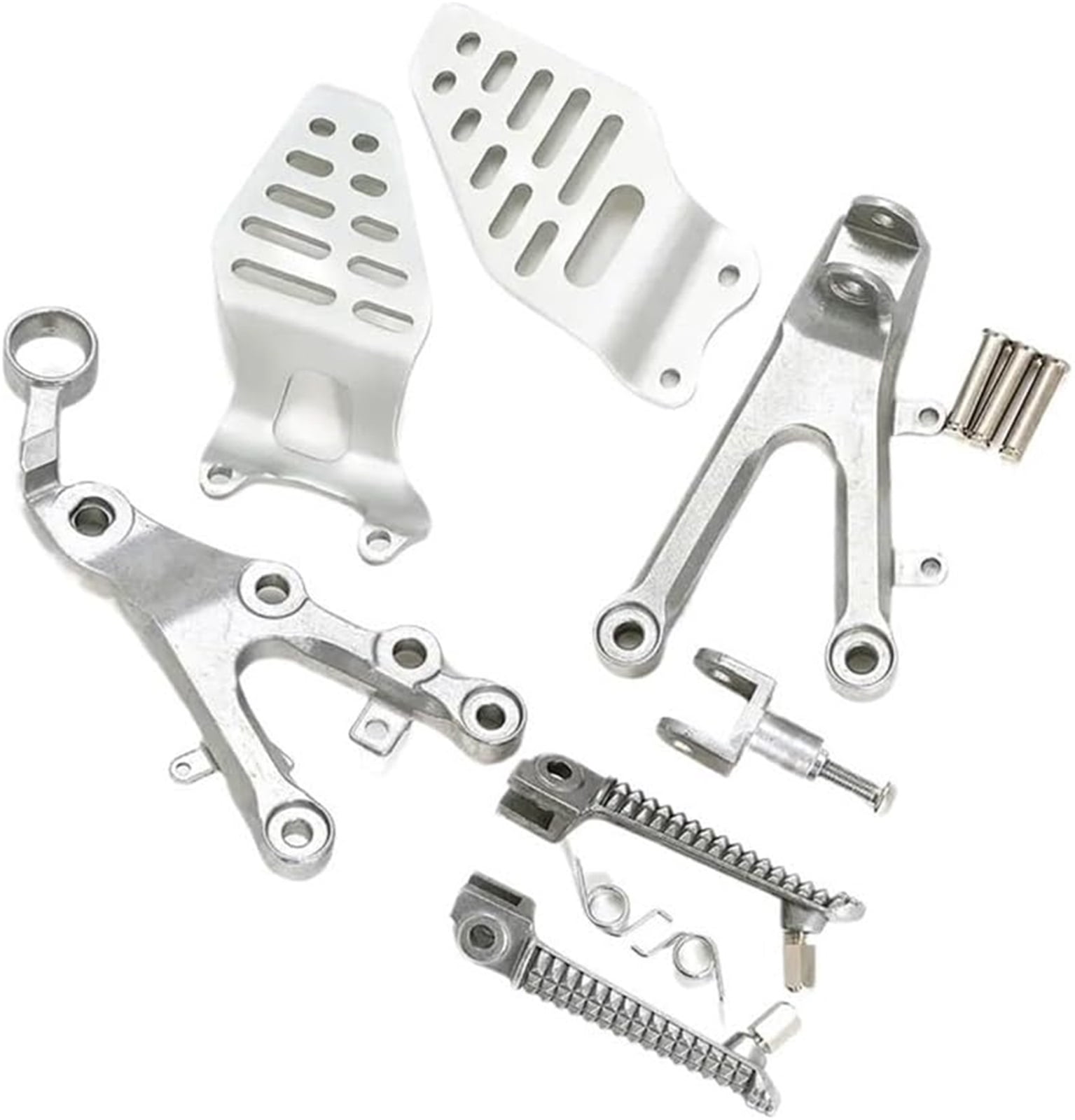 POYHBCNA Motorbike Foot Rests Motorcycle Silver/Black Front Foot Pegs ...