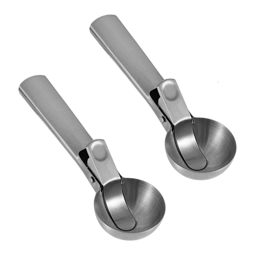 POYOGA Ergonomic Ice Cream Scooper Stainless Steel Triggers Mechanism ...