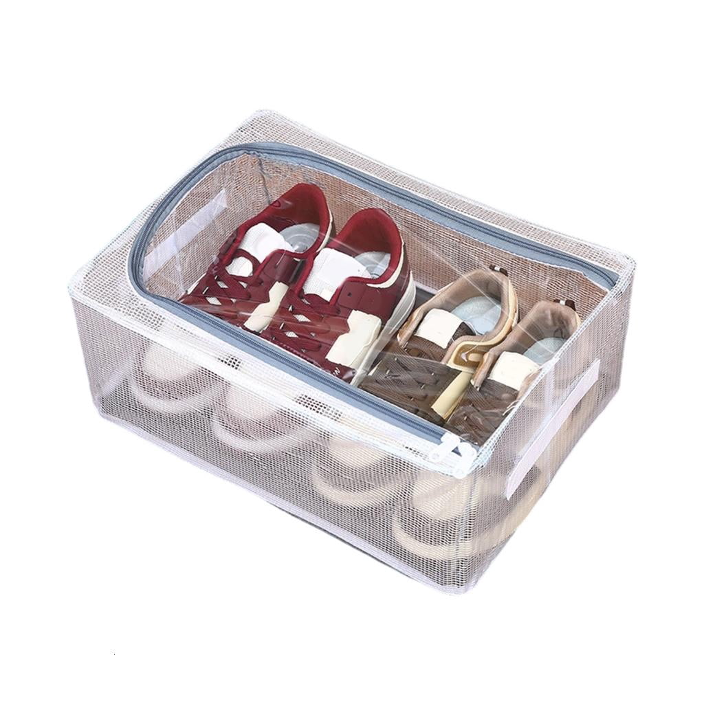 POYOGA Foldable Shoe Storage Container Clear PVC Materials Compact Home ...