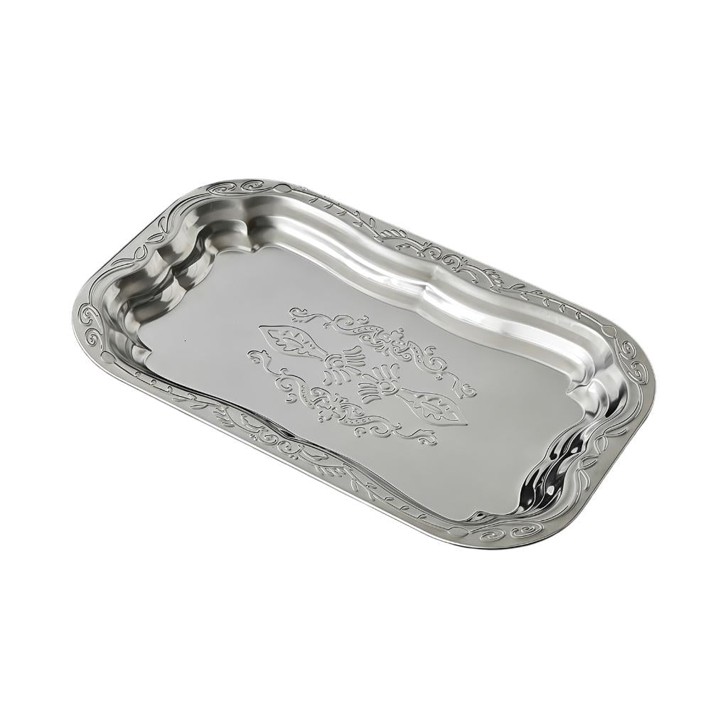 POYOGA French Floral Engraved Design Metal Serving Plate For Home And ...