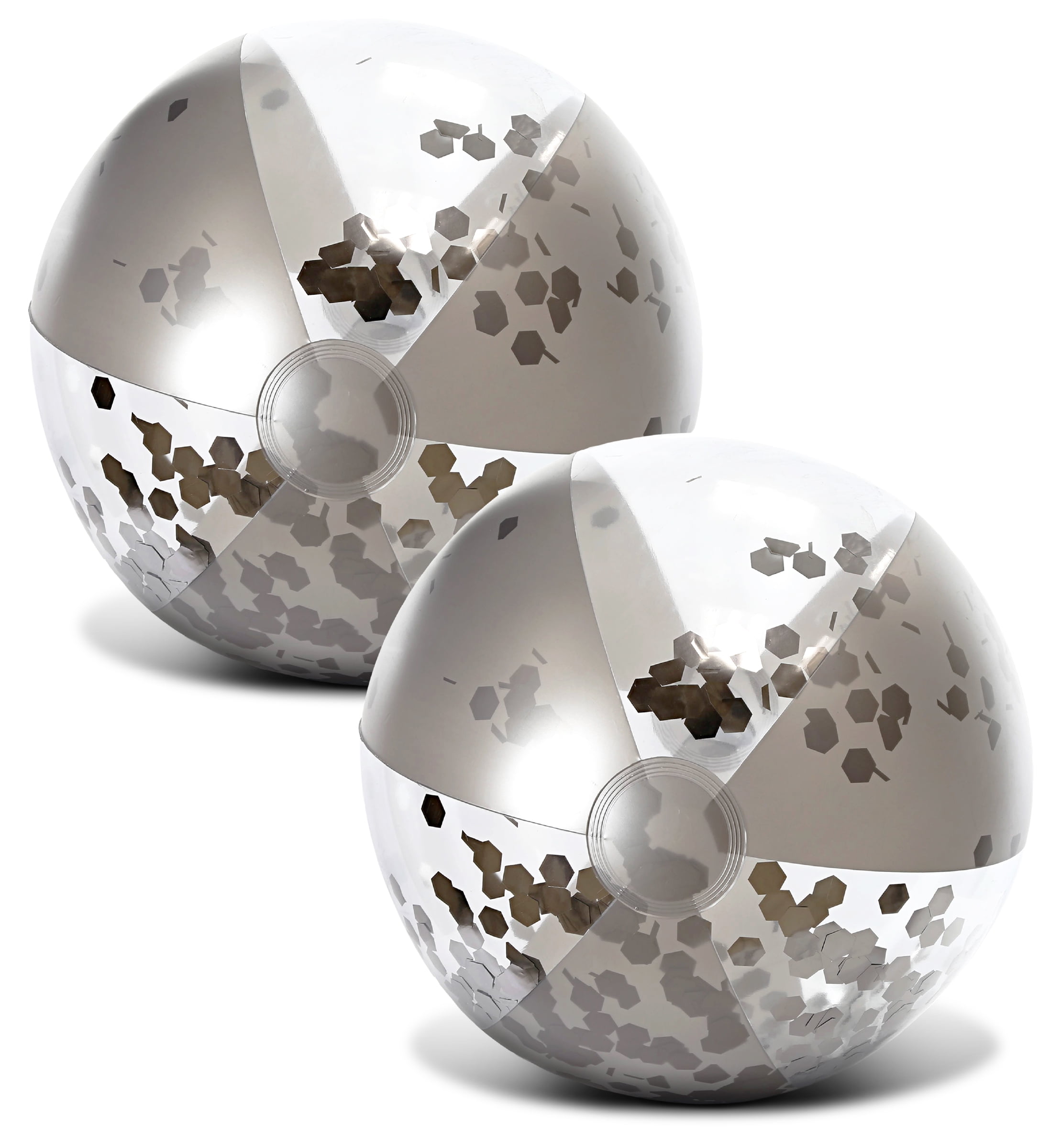 POZA Inflatable Silver Pool Beach Balls, 16 Inches, Set of 2, UV ...