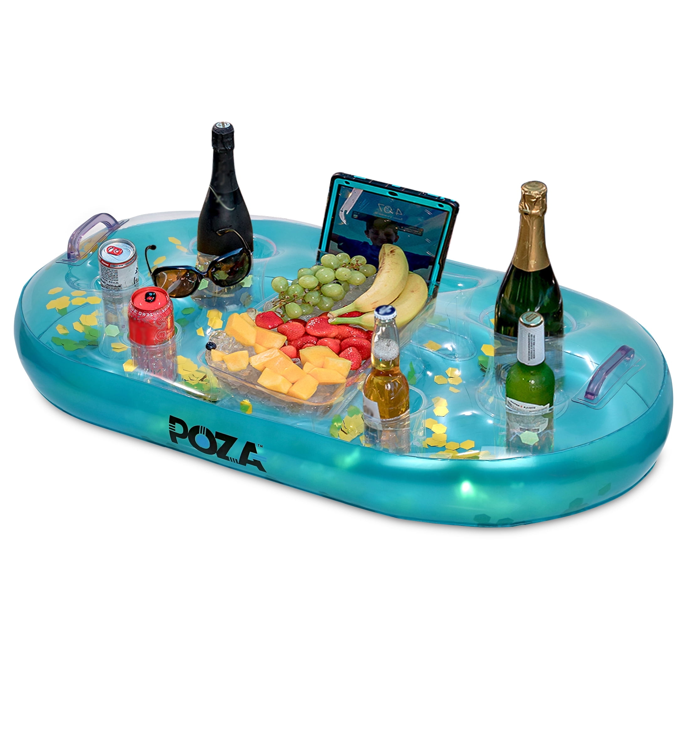 POZA Inflatable Blue Gold Floating Cooler - Luxurious Drink Holder ...