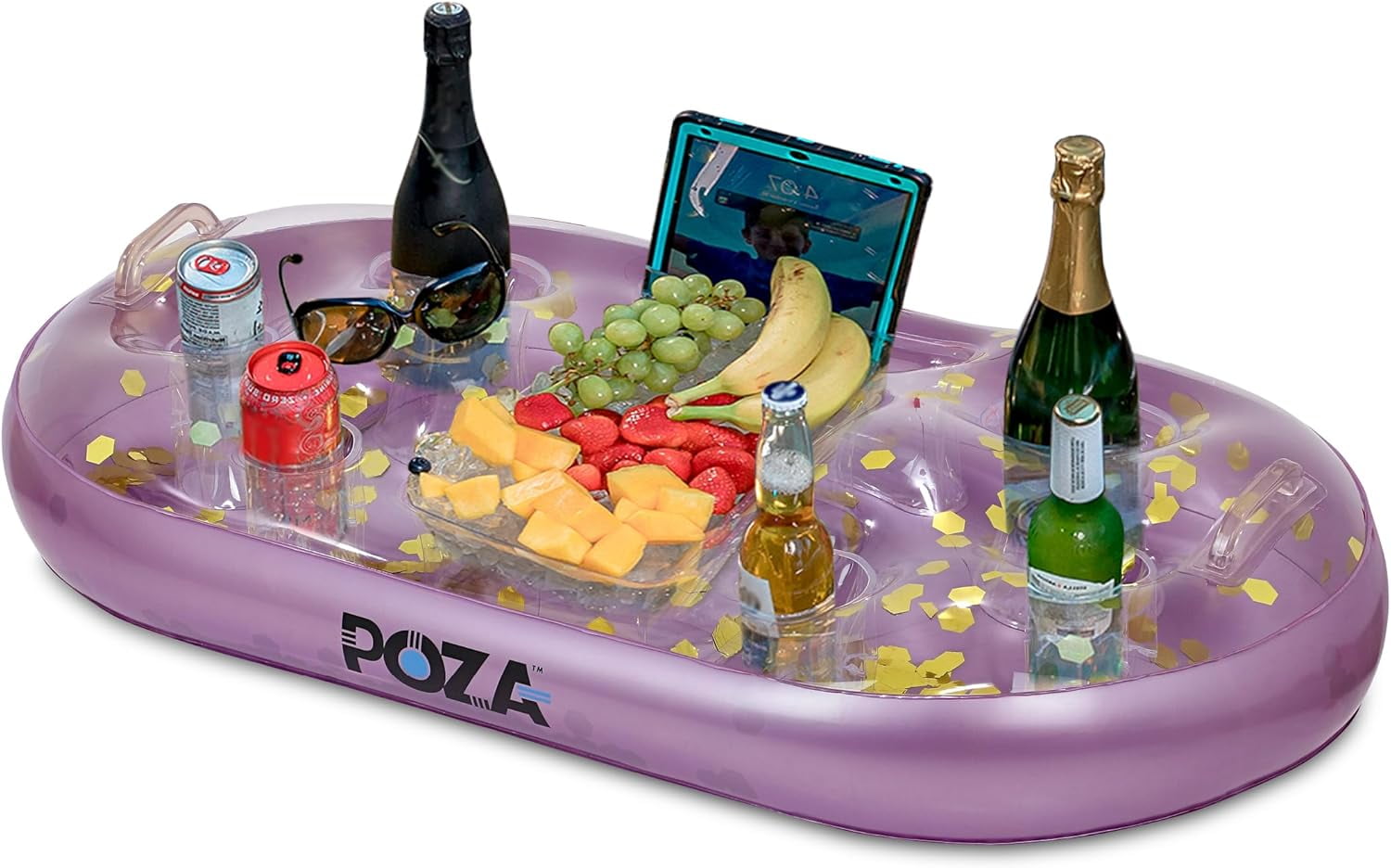 POZA Inflatable Gold Floating Cooler - Luxurious Drink Holder Filled ...