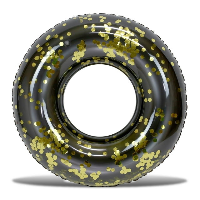 POZA Black and Gold Confetti Inflatable Pool Ring Float - Walmart.com