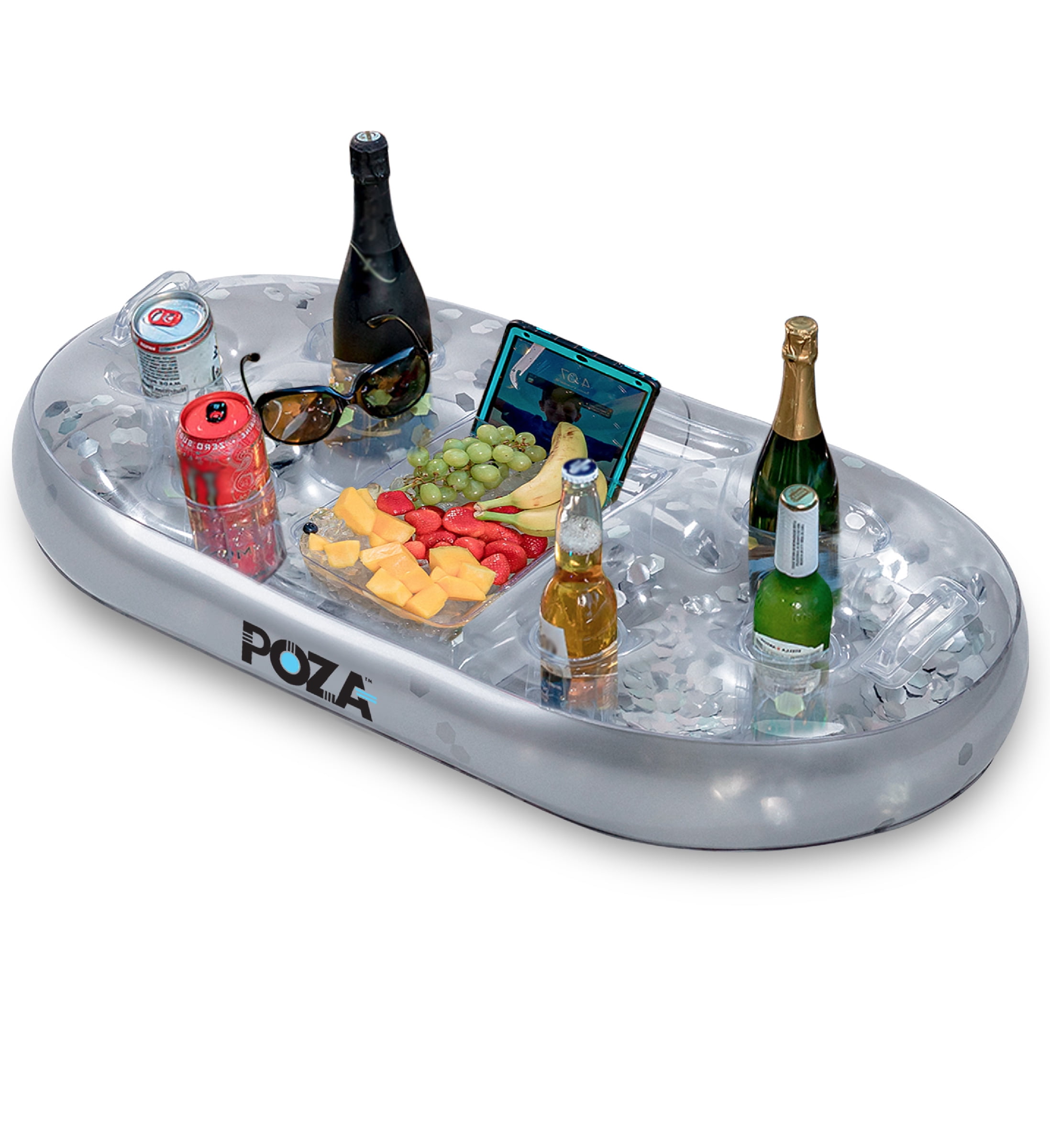 POZA Silver Confetti Inflatable Floating Cooler - Premium Floatie with ...