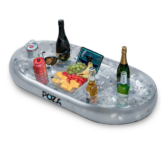 POZA Silver Confetti Inflatable Floating Cooler - Premium Floatie with ...