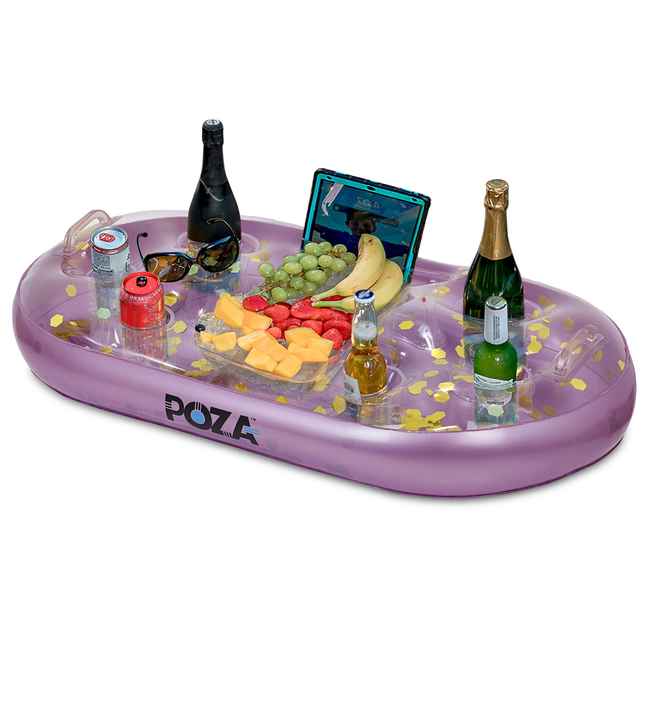 POZA Inflatable Sparkly Confetti Floating Cooler Pool Float, Purple ...