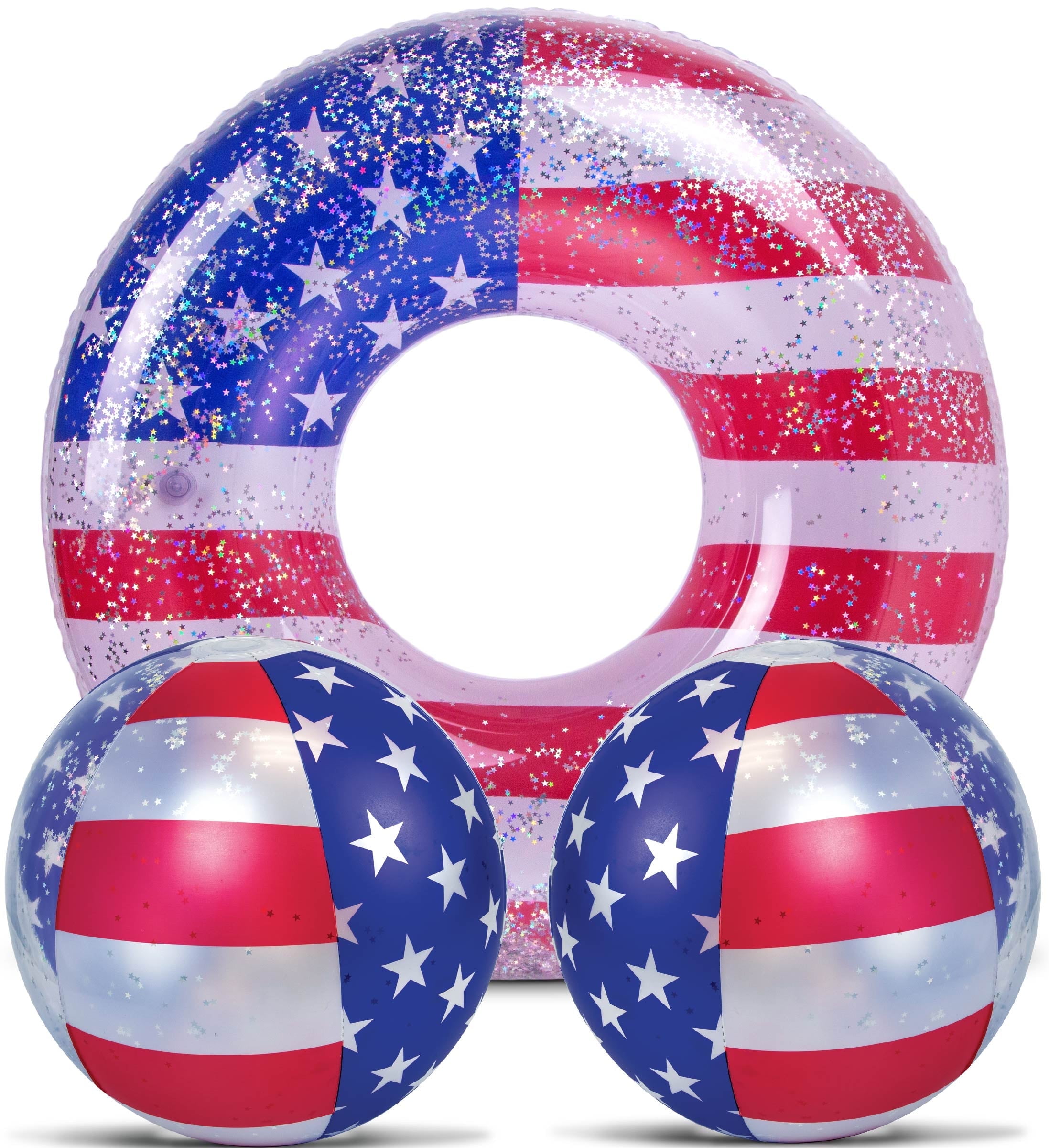 POZA Inflatable USA Pool Float Tube and Beach Balls - Luxurious ...