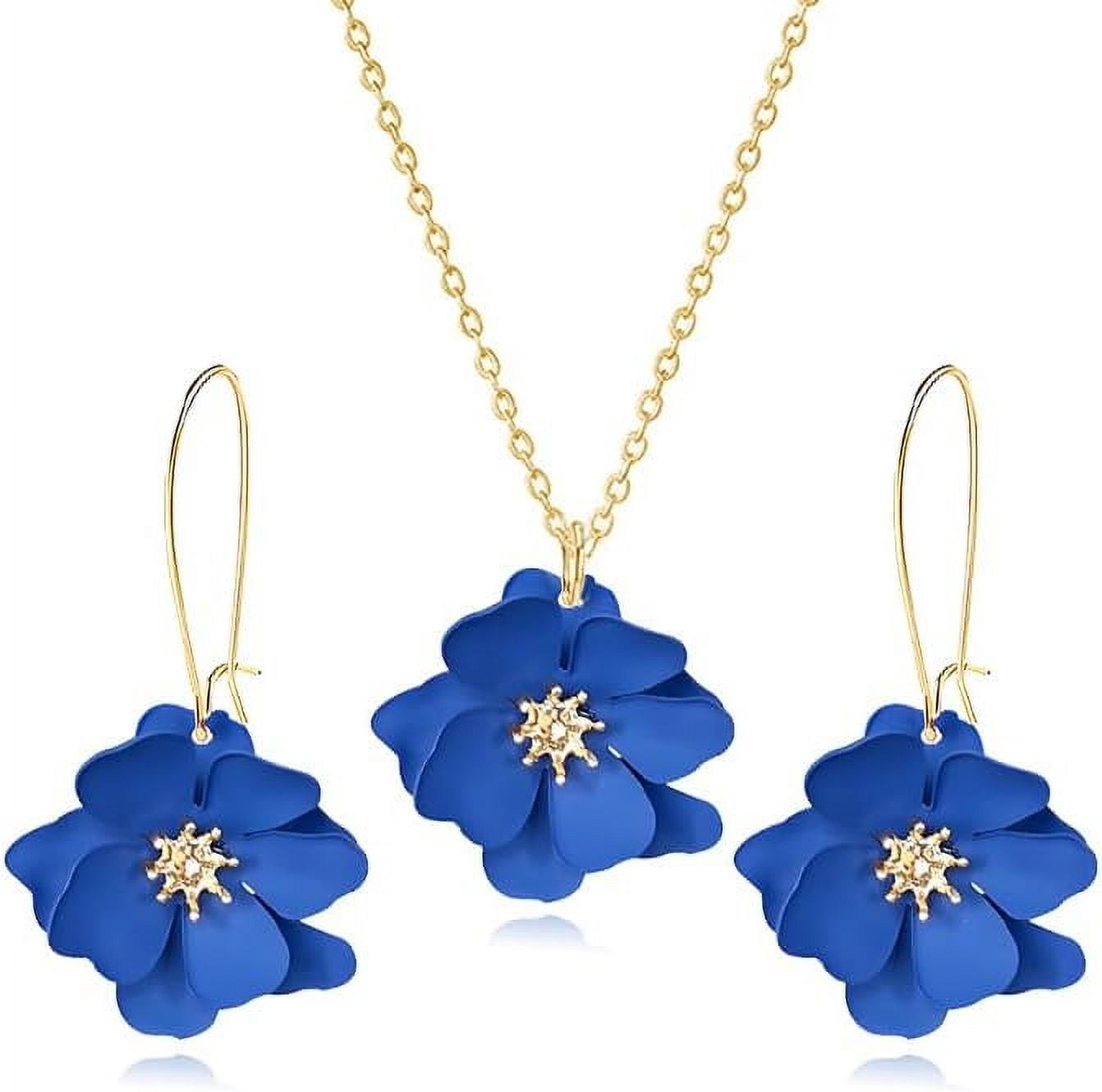 POfo Bohemian Daisy Flower Earrings Necklace Sets For Women Unique ...