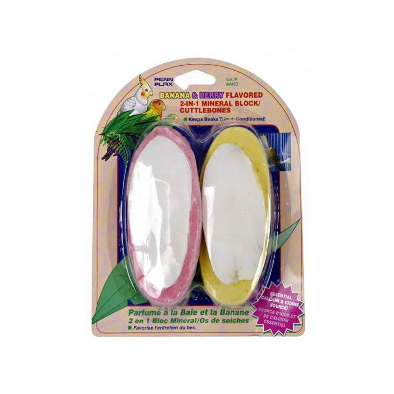 Penn-plax Inc Banana & Berry Flavored 2 In 1 Cuttlebone Bird 2 Count ...