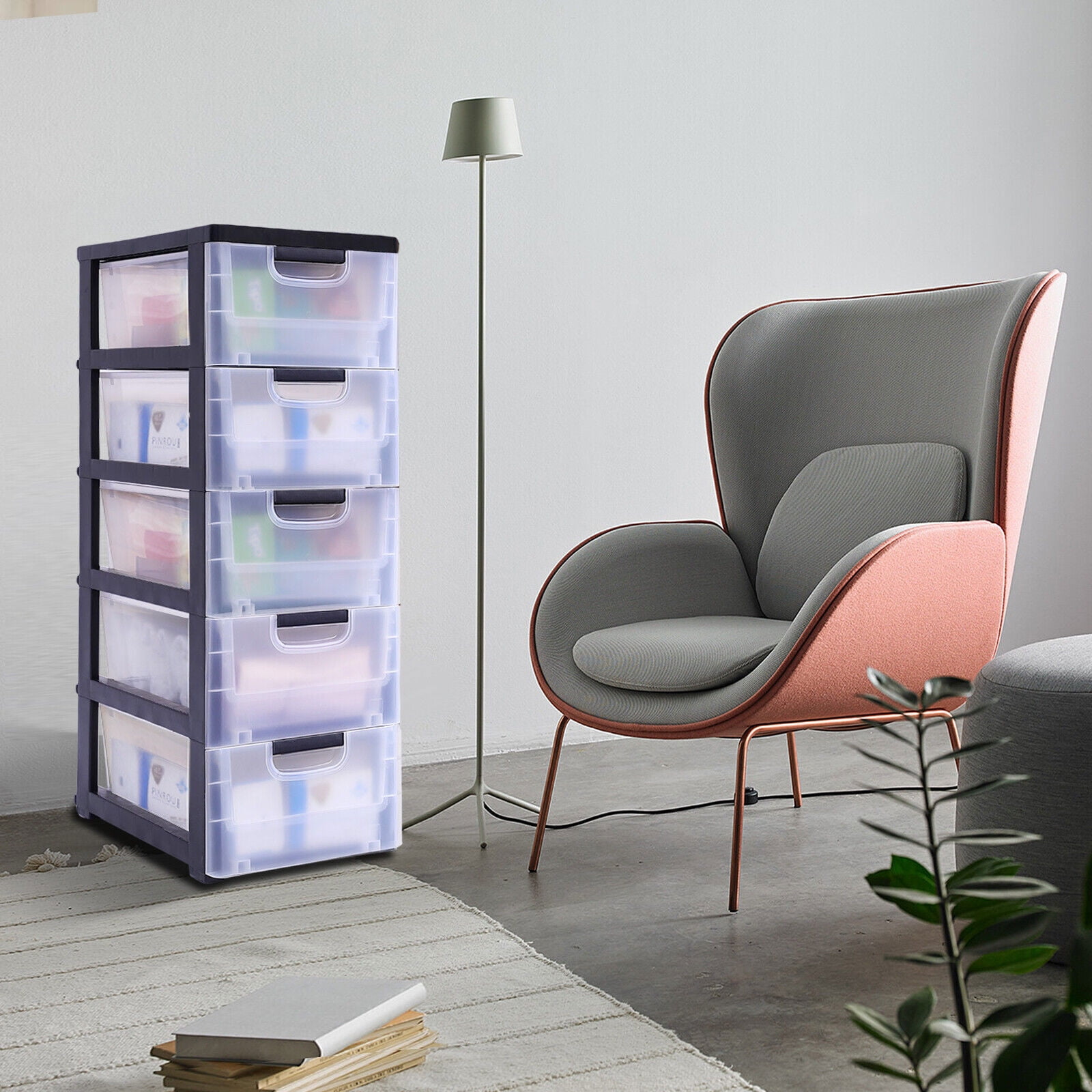 PP 5 Drawer Storage Organizer, Plastic Drawers Stackable, Vertical ...