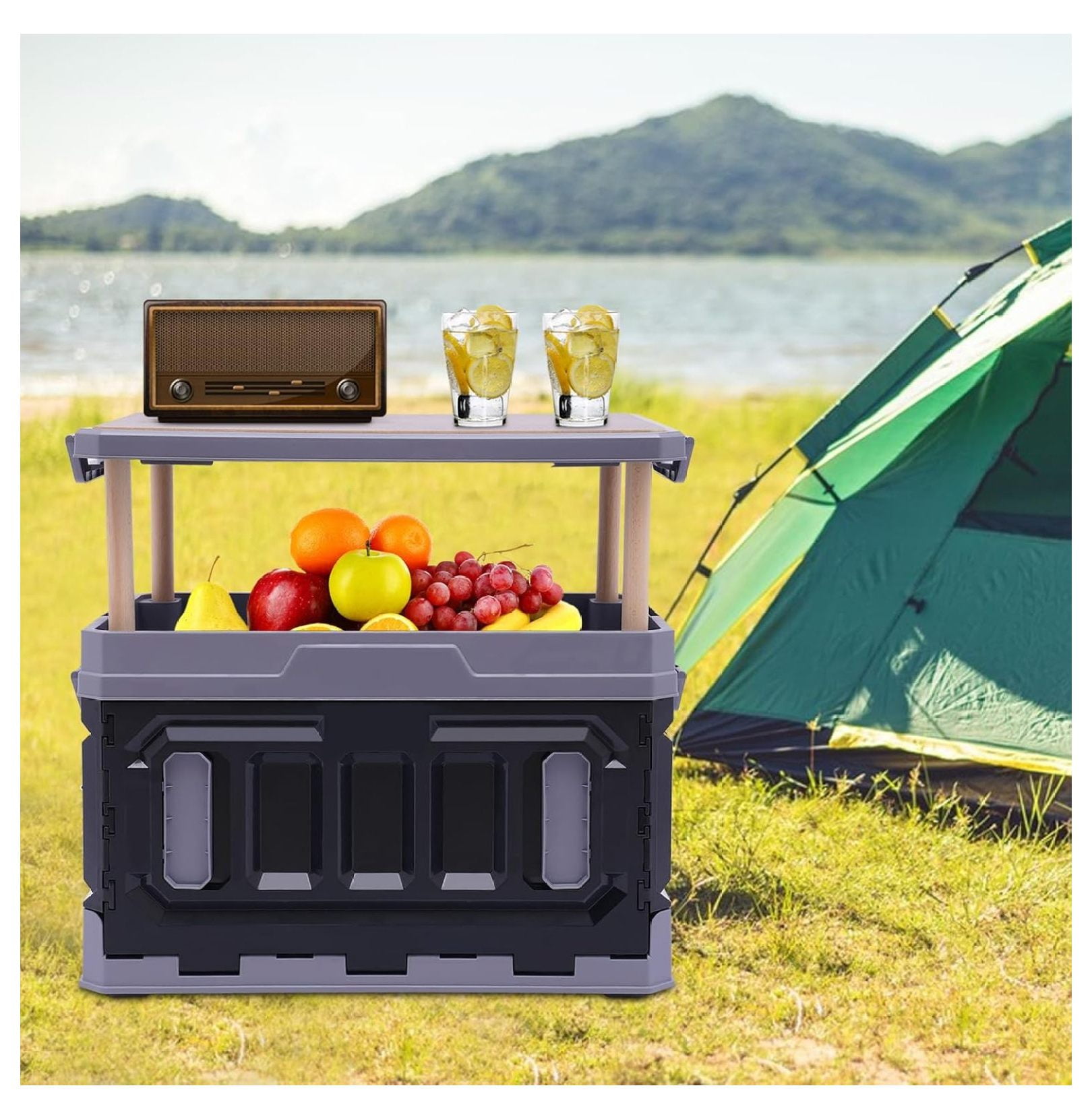 PP Folding Storage Box, Outdoor Portable Camping Box Camping Folding ...