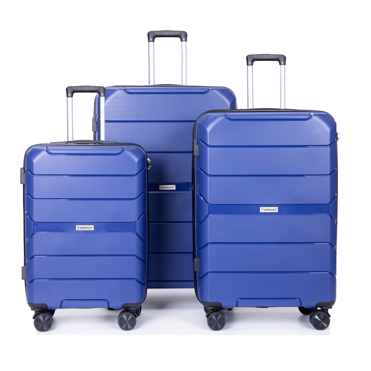 PP Luggage Sets 3 Piece with Hooks and Name Card, Modern Suitcase with ...