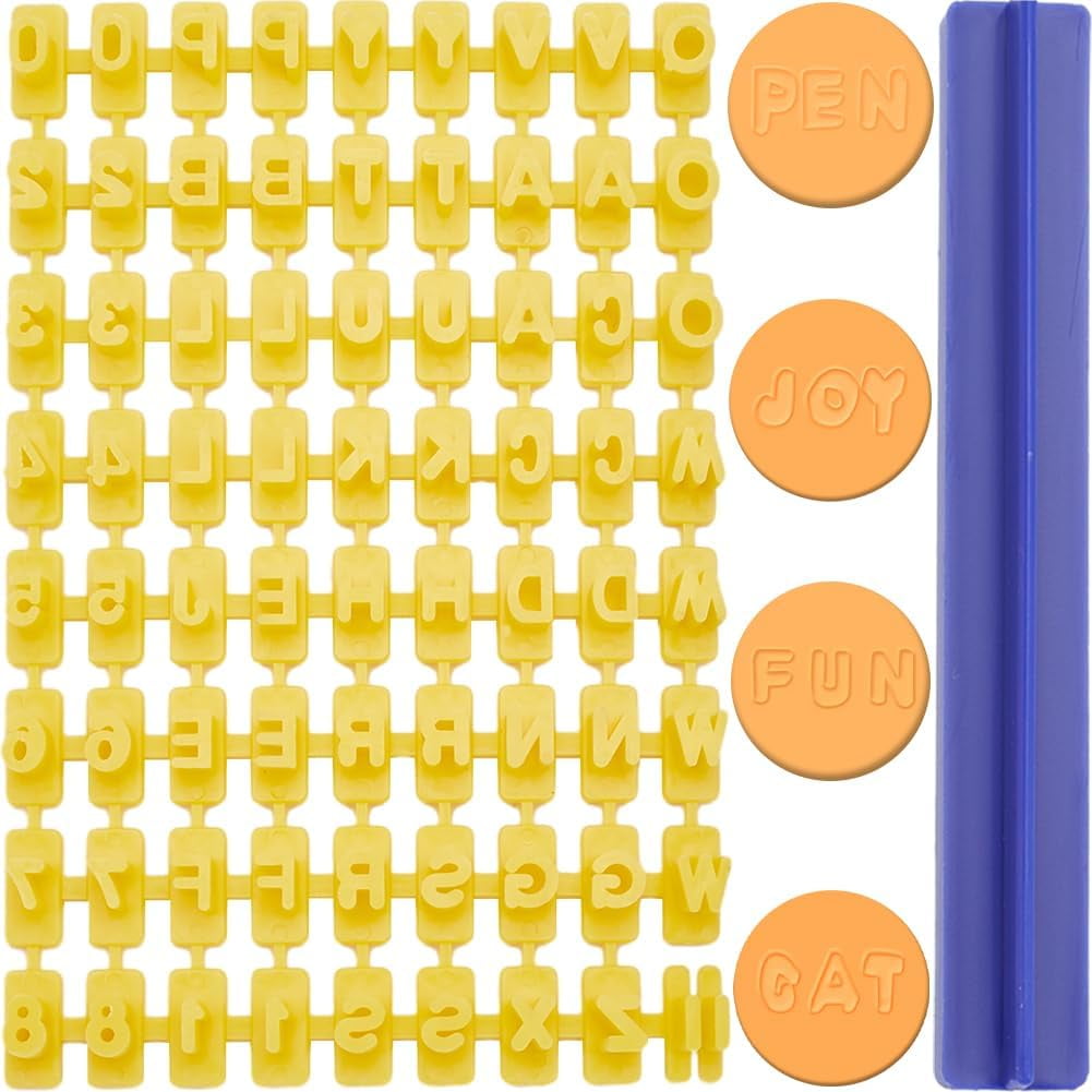 PP Plastic Letter A~Z Cookie Impress Embosser Cutter Numbers Alphabet ...