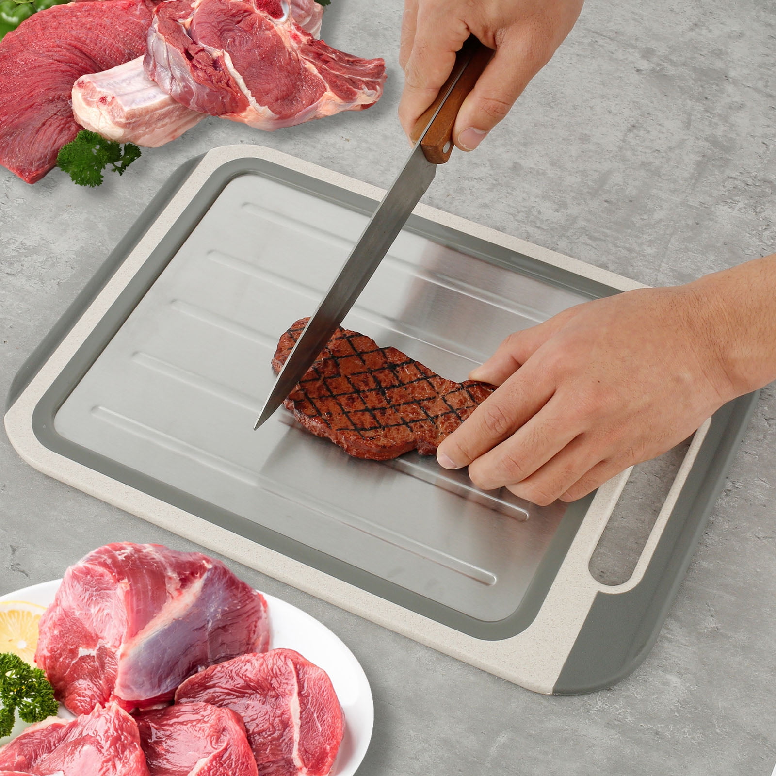 PP Stainless Steel Cutting Board With Thawing Function Double Sided ...
