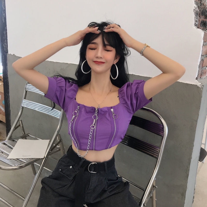 PP Vintage Korean Fashion Women Blouse Streetwear Y2k Top Clothes Off ...