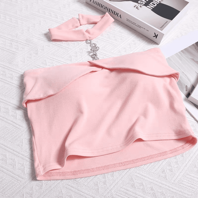 PP Women's 2025 Summer Halter Neck Padded Bralette Top Cropped Cami ...