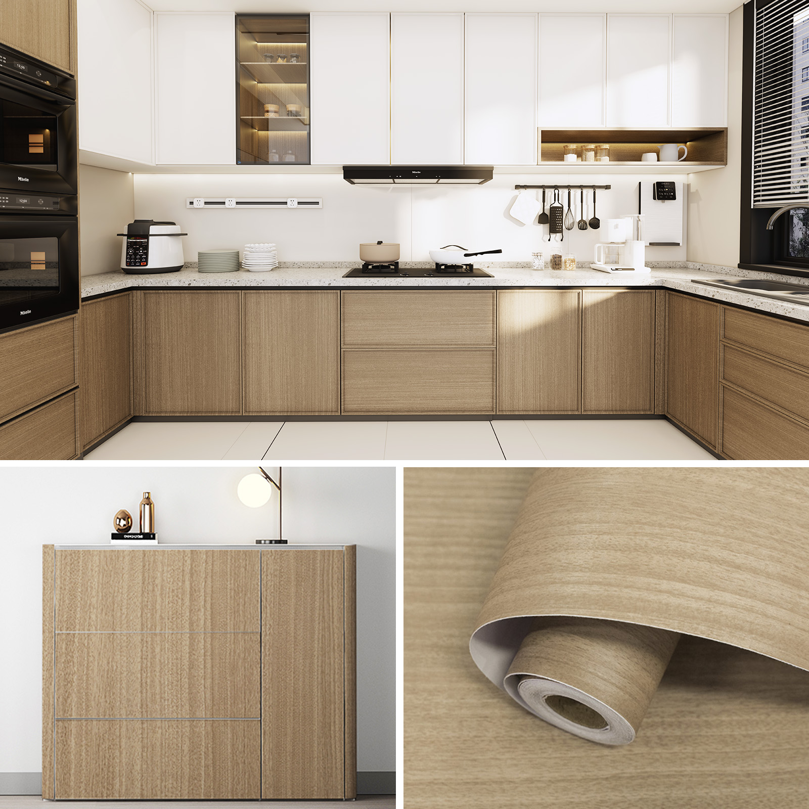 PP wood grain Peel-and-Stick Wallpaper PVC-Free, Self-Adhesive Washable ...