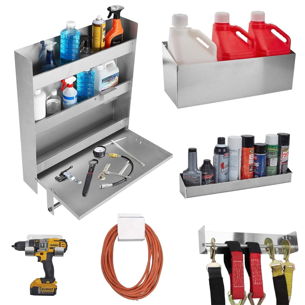 PP5052 Aluminium Trailer/Garage Organizer Kit, 6-Piece Tool Set Garage ...