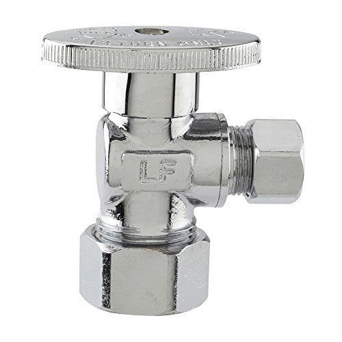 PP61PCLF 1/4 Turn Angle Shut-Off Valve, 1/2 X 3/8 In, Nominal Compression X Od, Body, Chrome ...