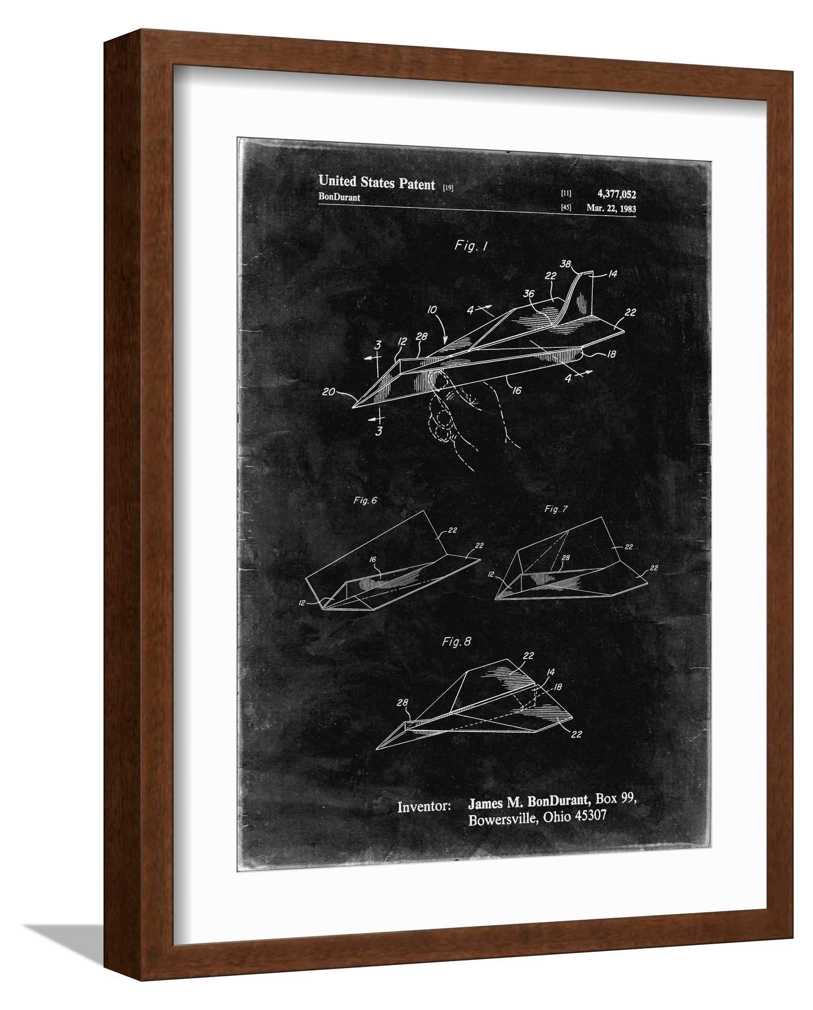 Art.com PP983-Black Grunge Paper Airplane Patent Poster Giclee Print by ...