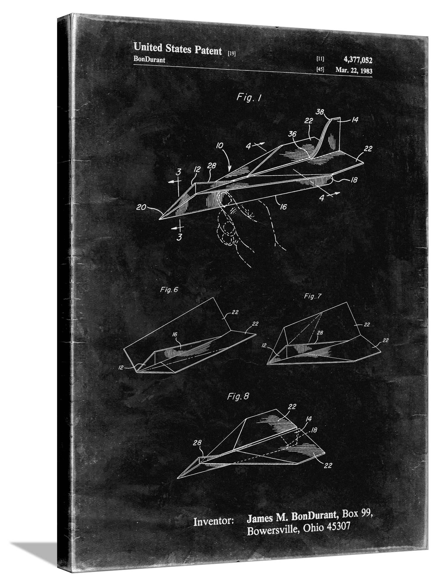Art.com PP983-Black Grunge Paper Airplane Patent Poster Stretched ...