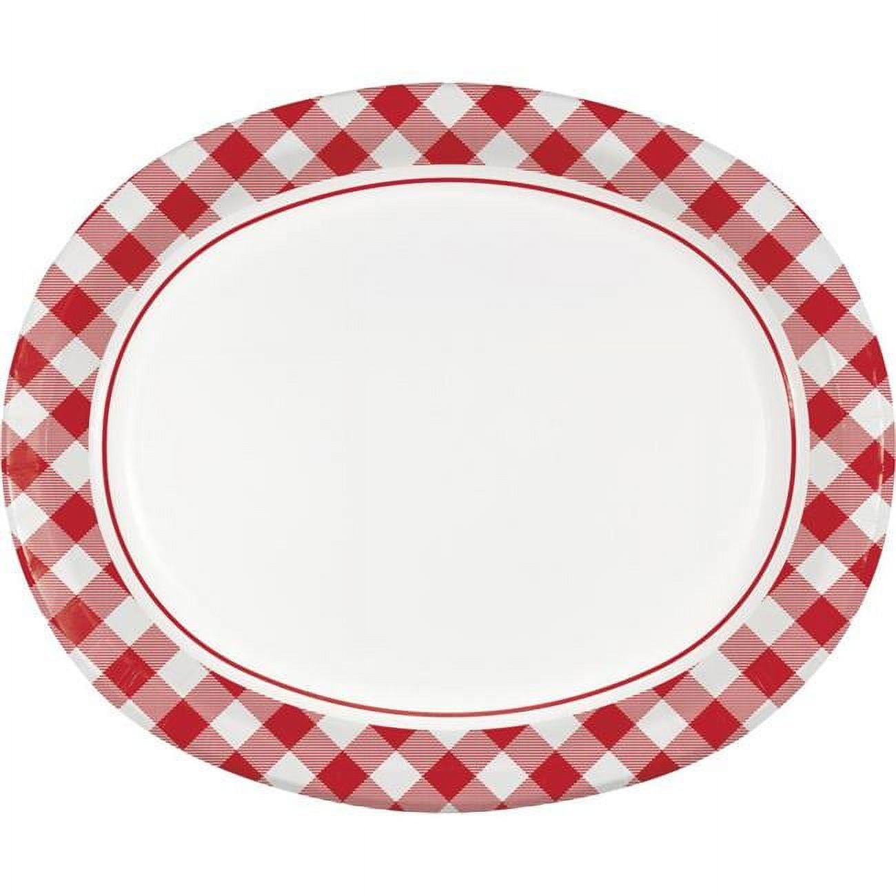 PPART 349600 Classic Gingham Paper Oval Platter, Red & White - Walmart.com