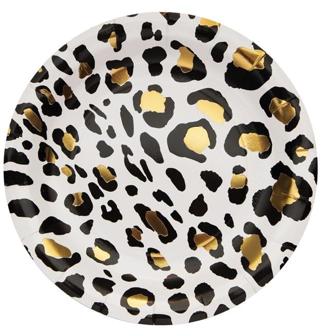 PPART 354591 23 cm Leopard Foil Dinner Paper Plate, Multi Color ...