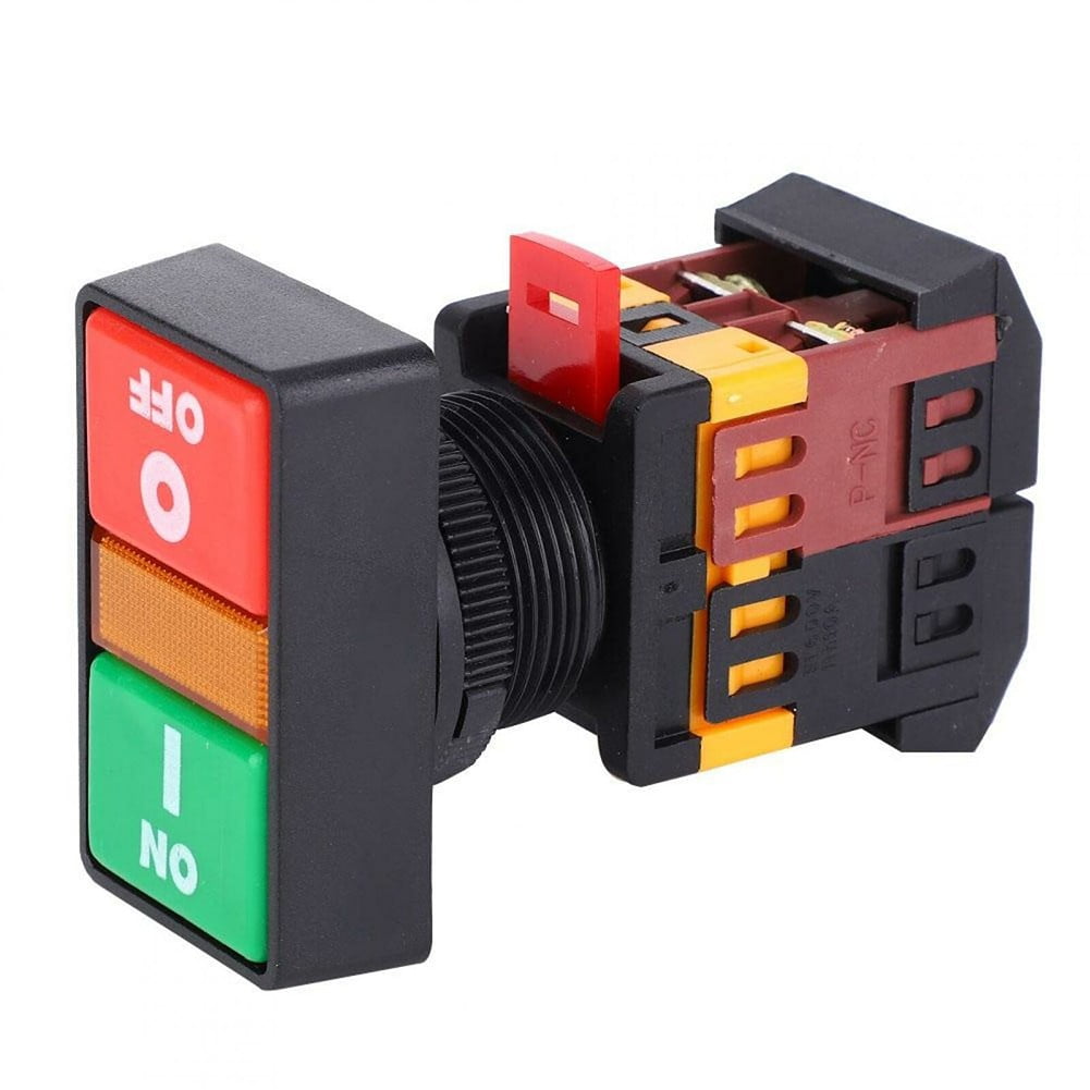 PPBB-30N Double Push-Button Switch With LED Light On-Off Momentary ...