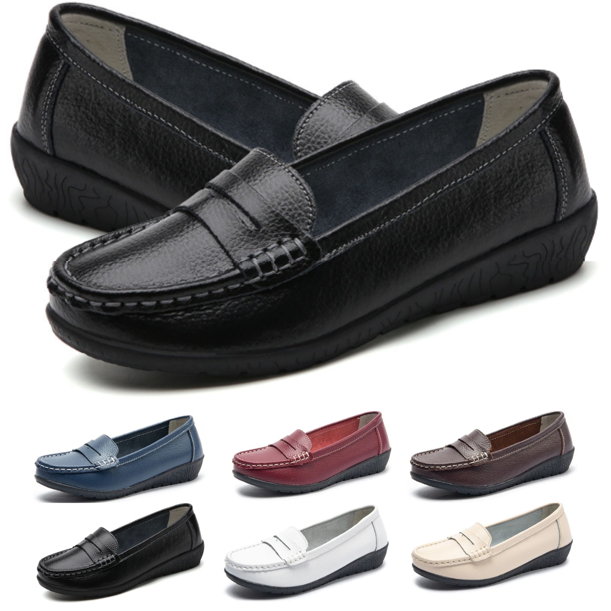CHICVOMEY Classic Comfort Flats for Women Loafers Business Casual ...
