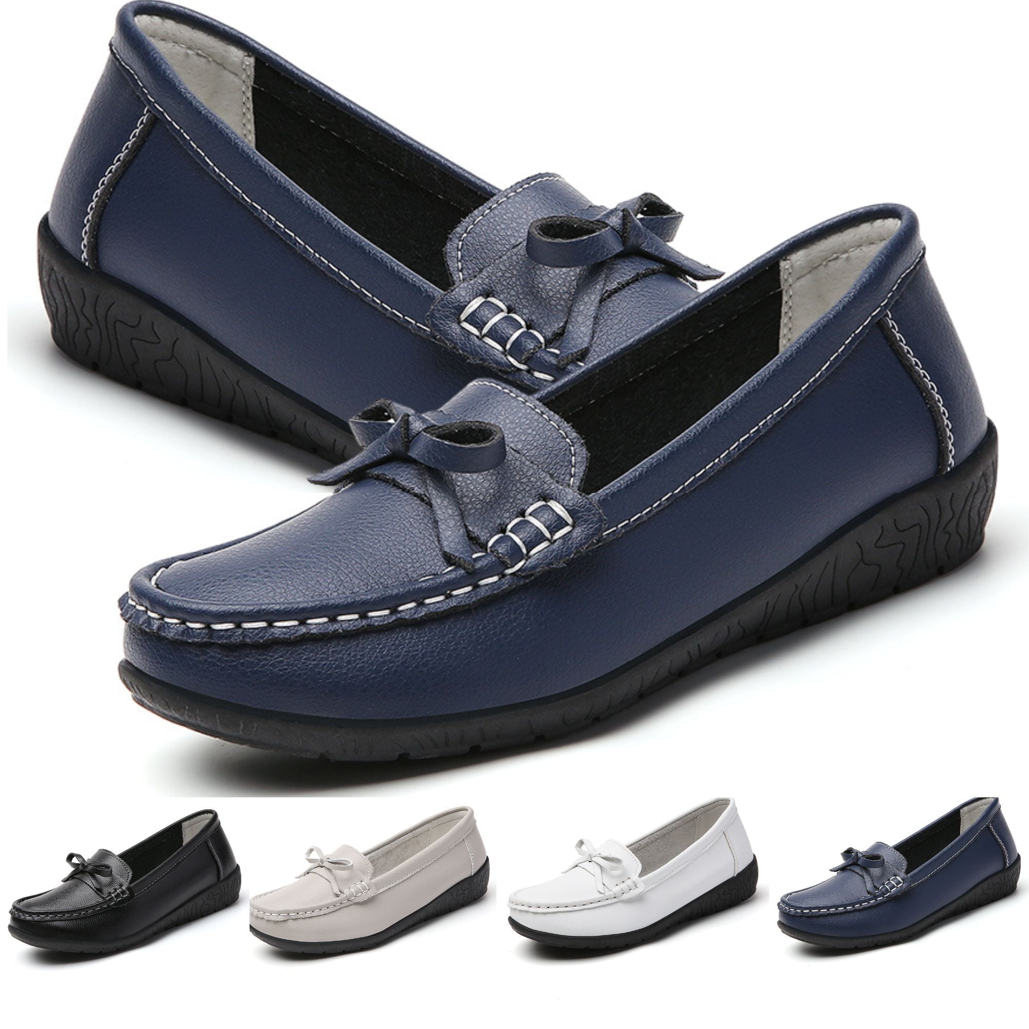 PPCHVOMEY Cute Bow Flats for Women Loafers Business Casual Loafers ...