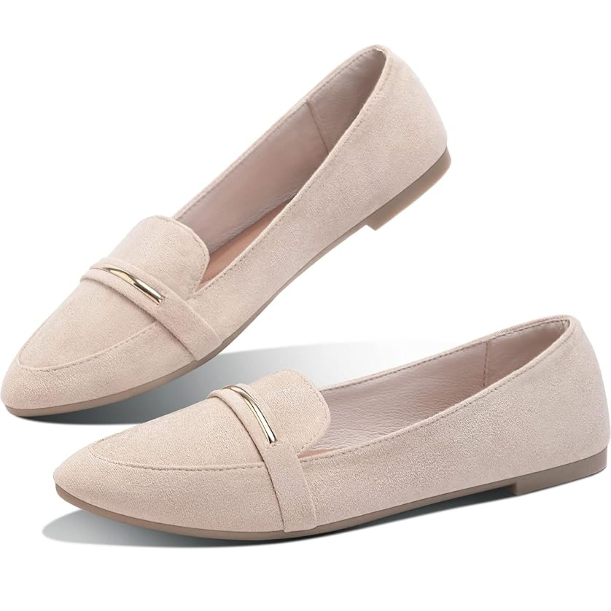 PPCHVOMEY Women's Penny Pointy Toe Loafers & Slip-ons Flats Suede ...