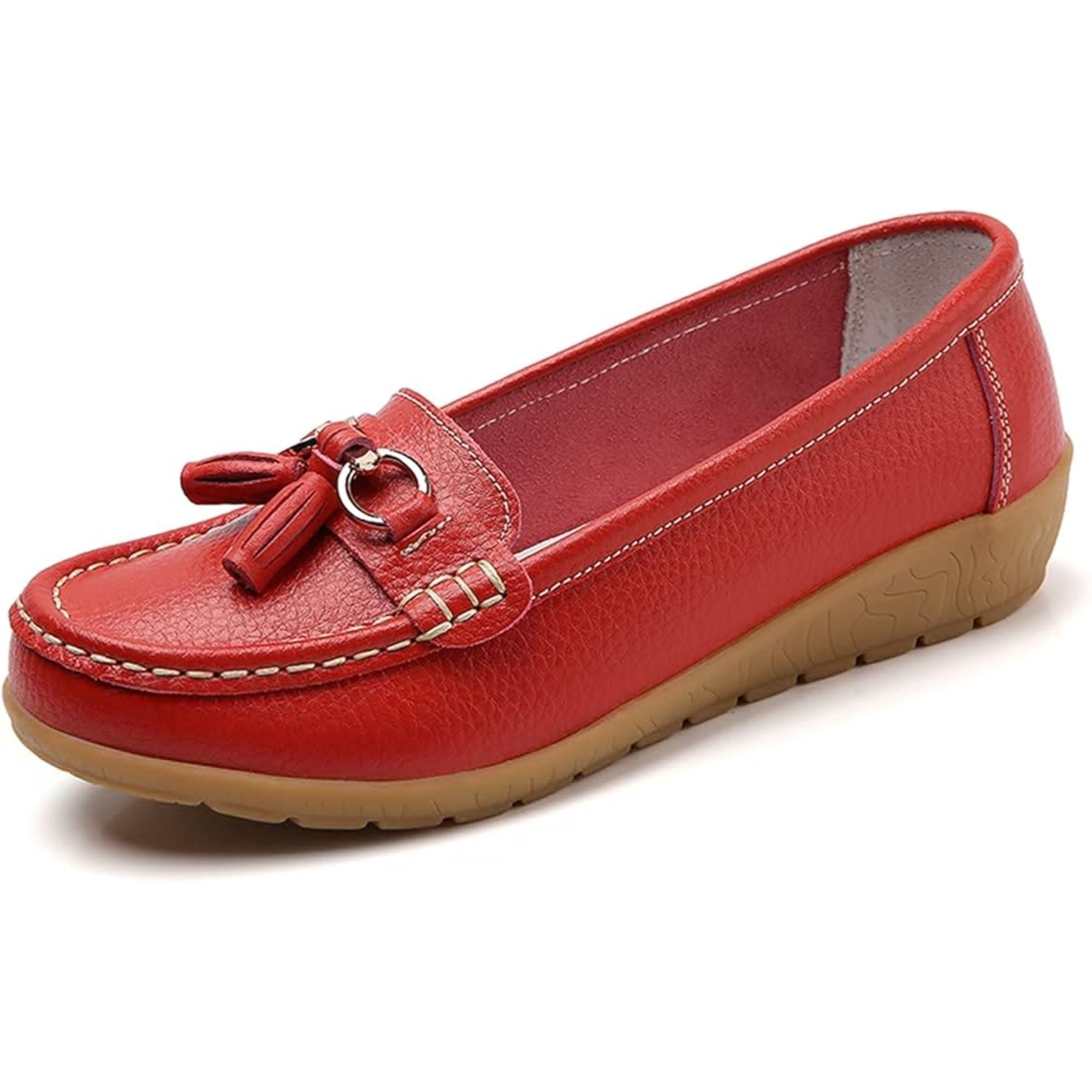 PPCHVOMEY Womens Classic Genuine Leather Platform Loafers Casual ...