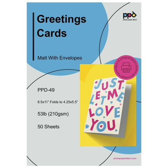 PPD Greeting Card Paper, Printable Greeting Cards With Envelopes for ...