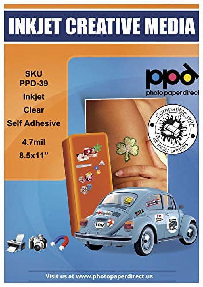PPD Inkjet Clear Creative Self Adhesive Sticker LTR 8.5x11" x 10 sheets ...