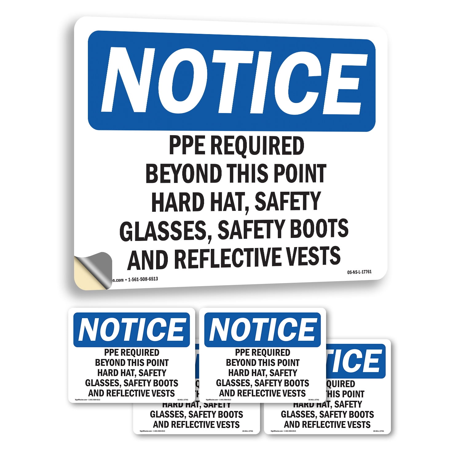 PPE Required Beyond This Point Hard Hat OSHA Notice Vinyl Decal Label ...