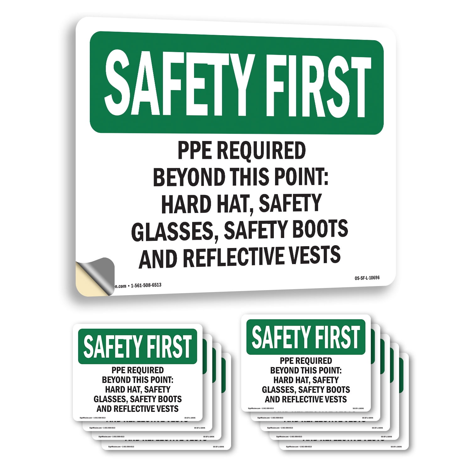PPE Required Beyond This Point OSHA SAFETY FIRST Vinyl Decal Label 14 ...